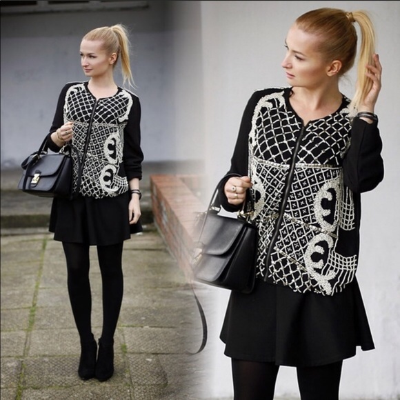 Zara | Jackets & Coats | Rare Htf Zara Balmain Inspired Beaded Bomber ...